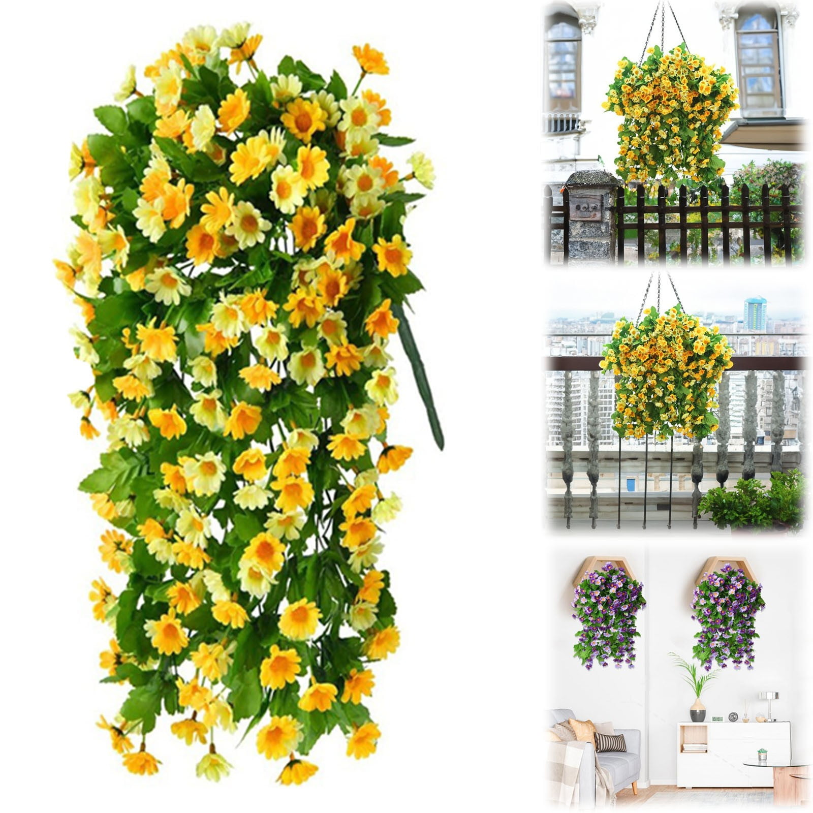 Artificial Fake Hanging Plants Flowers For Spring Outdoor Outside Decor ...