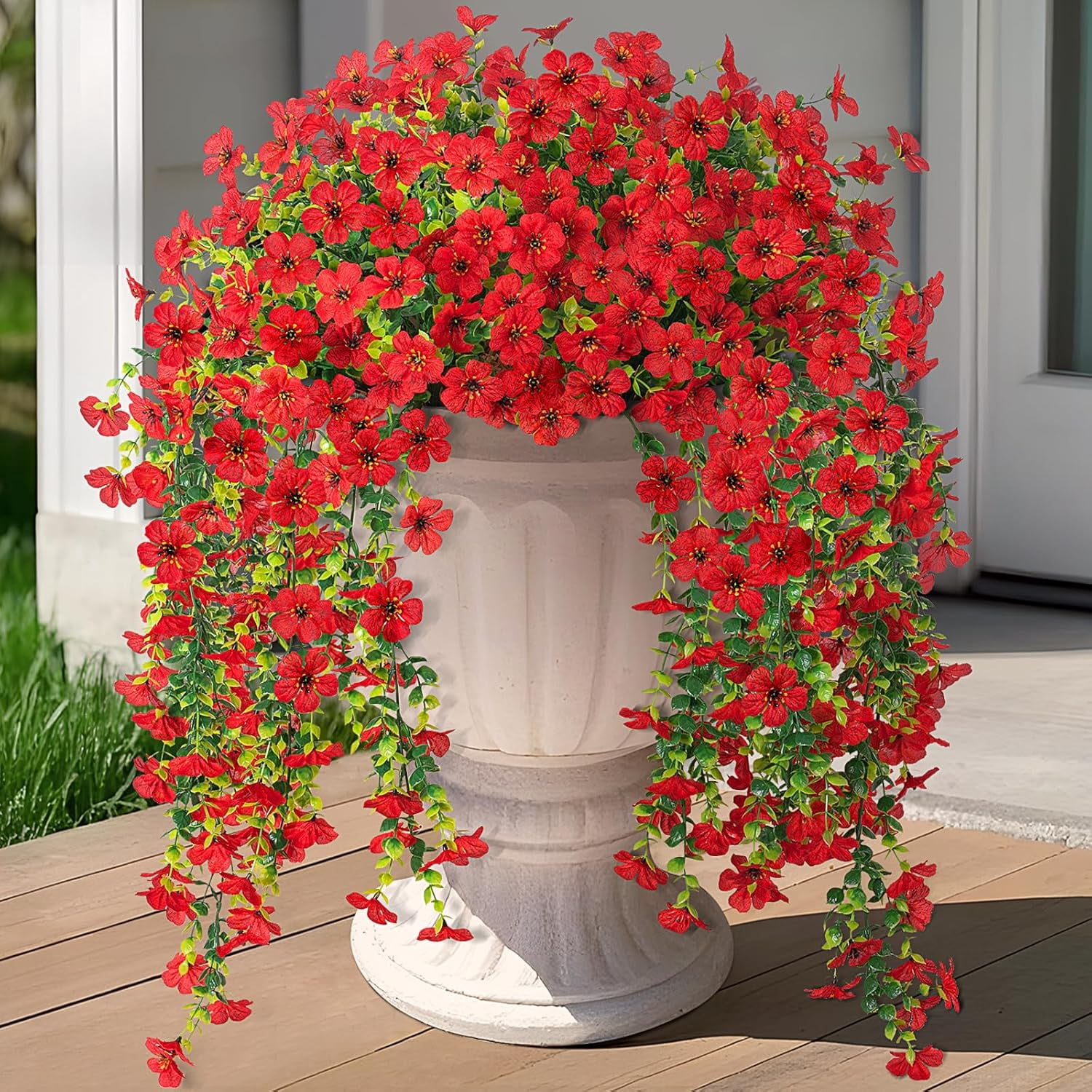 Artificial Fake Hanging Plants Flowers for Spring Outdoor Outside Decor ...