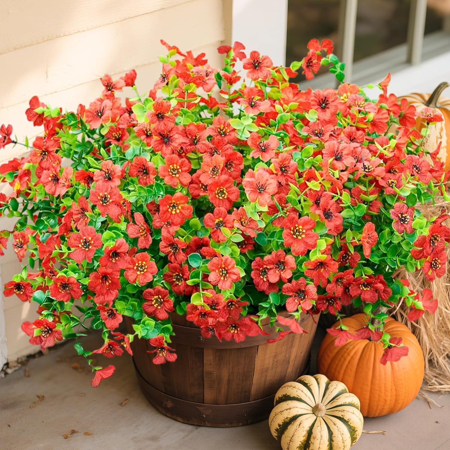 Artificial Fake Mums Plants Flowers for Outdoor Outside Fall Autumn, 12 ...