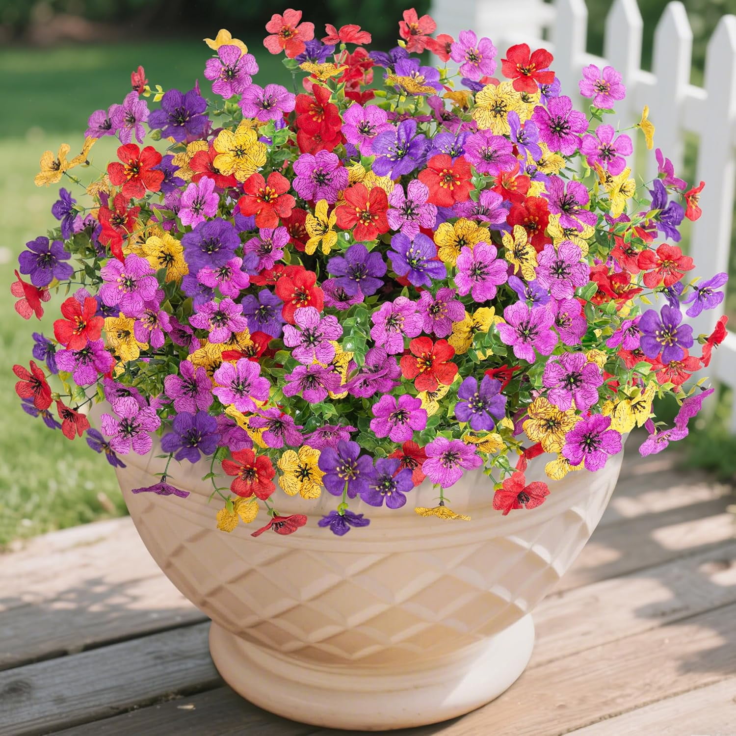 Artificial Fake Mums Plants Flowers Outdoor Spring Decoration, 12 ...
