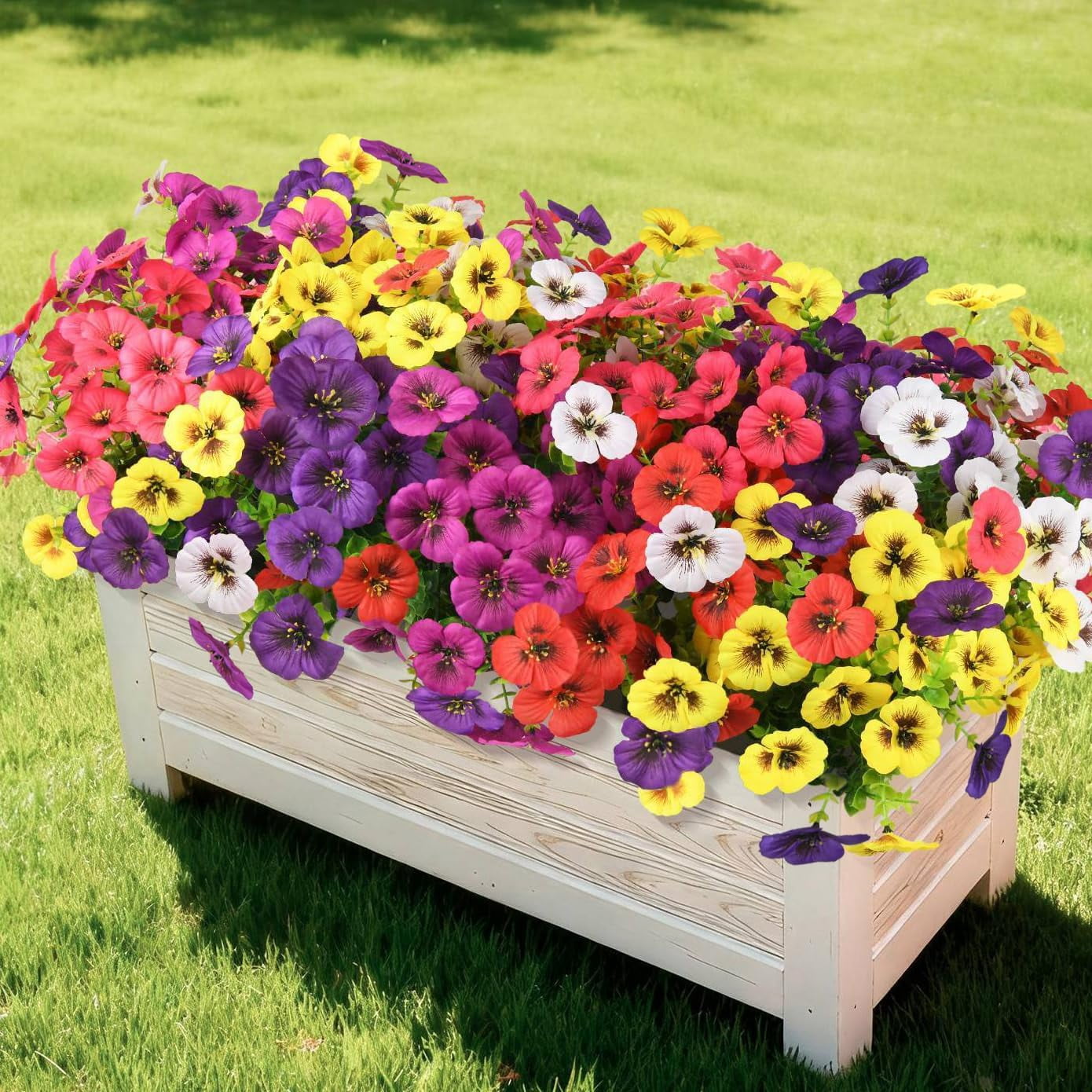 Artificial Fake Pansy Flowers for Outdoor Spring Decor, 12 Bundles ...