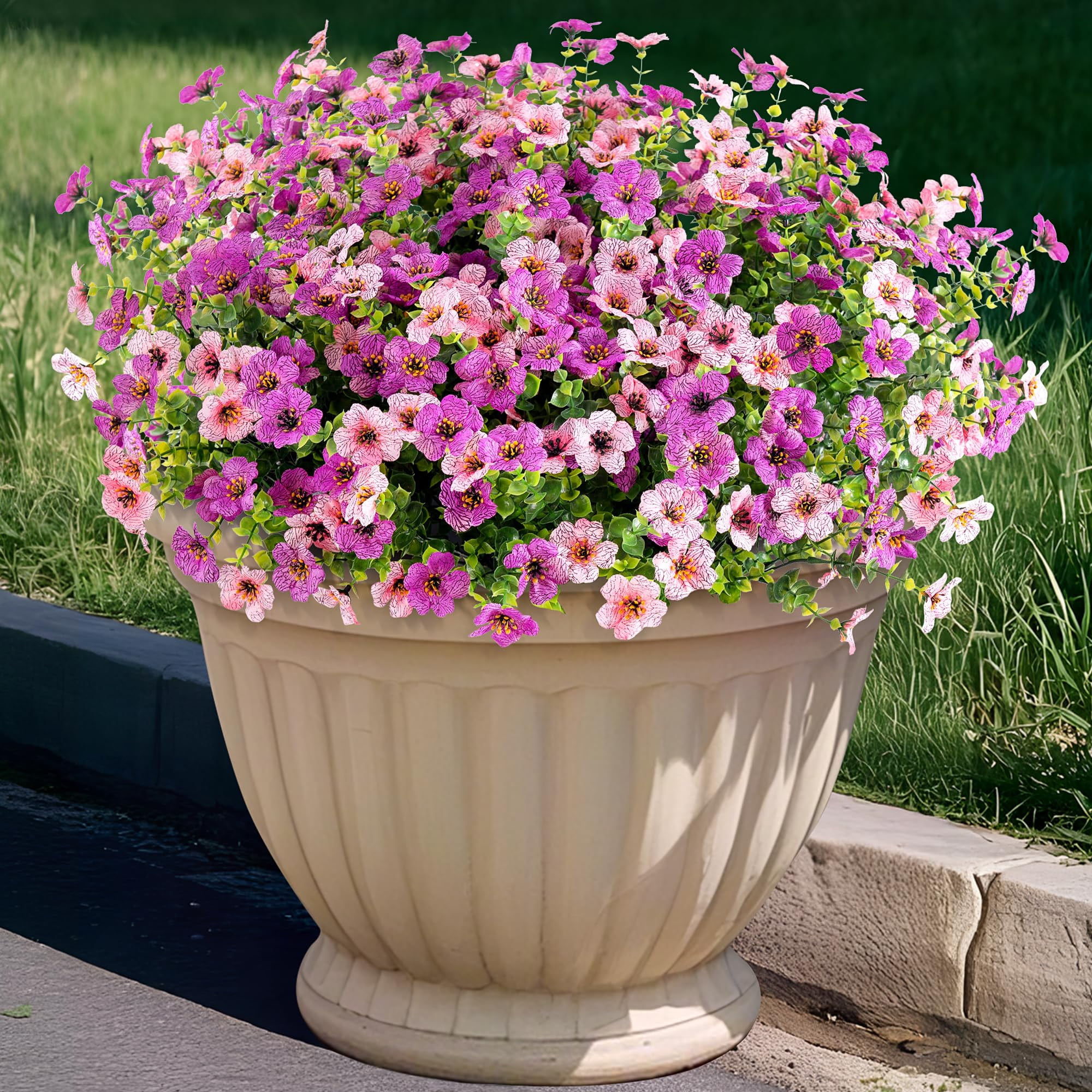 Artificial Fake Plants Flowers for Outdoor Spring Summer Decor, 12 ...