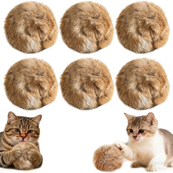Artificial Fake Rabbit Fur Ball Cat Toy, Soft Fluffy Cat Toy Ball ...