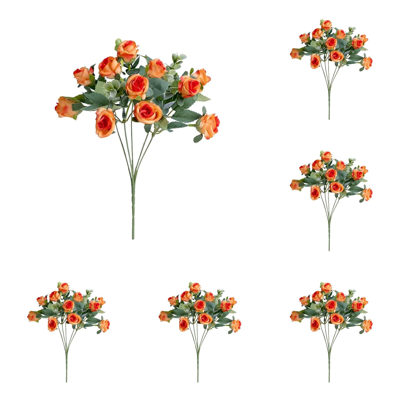 Artificial Fake Roses Bouquet 6 Pack 12 Inch Silk Plastic Roses Flowers ...