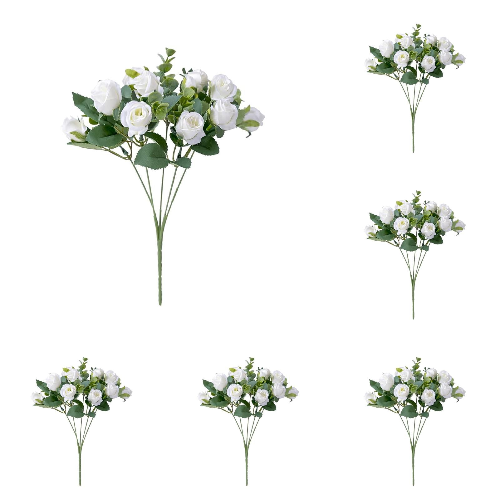 Artificial Fake Roses Bouquet 6 Pack 12 Inch Silk Plastic Roses Flowers ...
