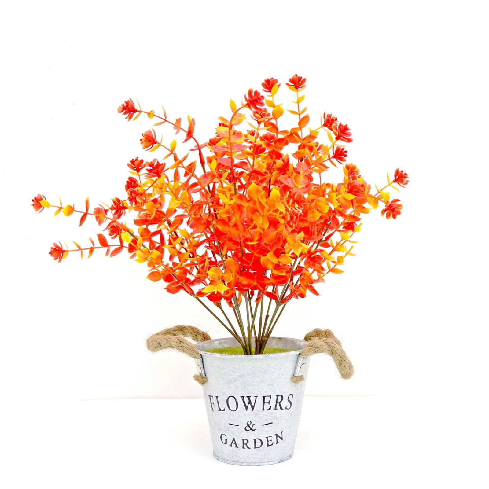 Artificial Fall Flowers, 2pc Faux Mums for Outdoor Indoor Decor, No ...