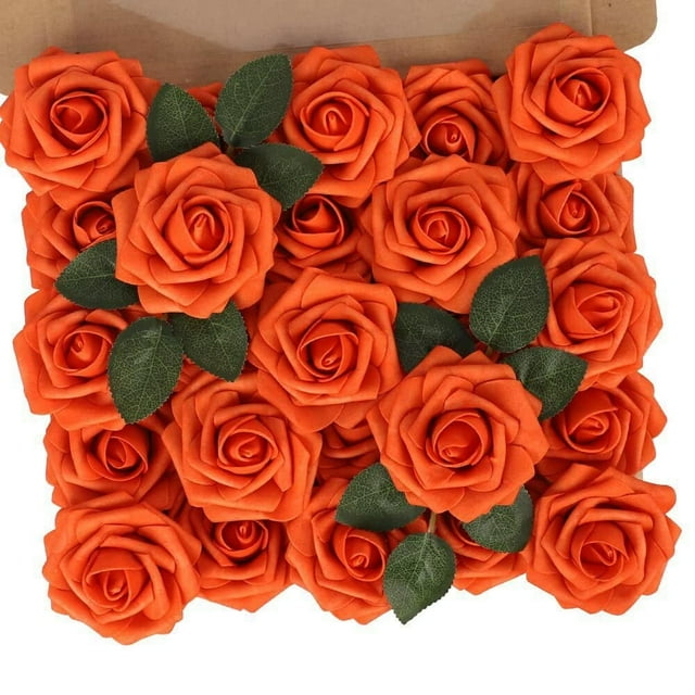 Artificial Fall Flowers, Fake Flowers Burnt Orange Roses Perfect for ...