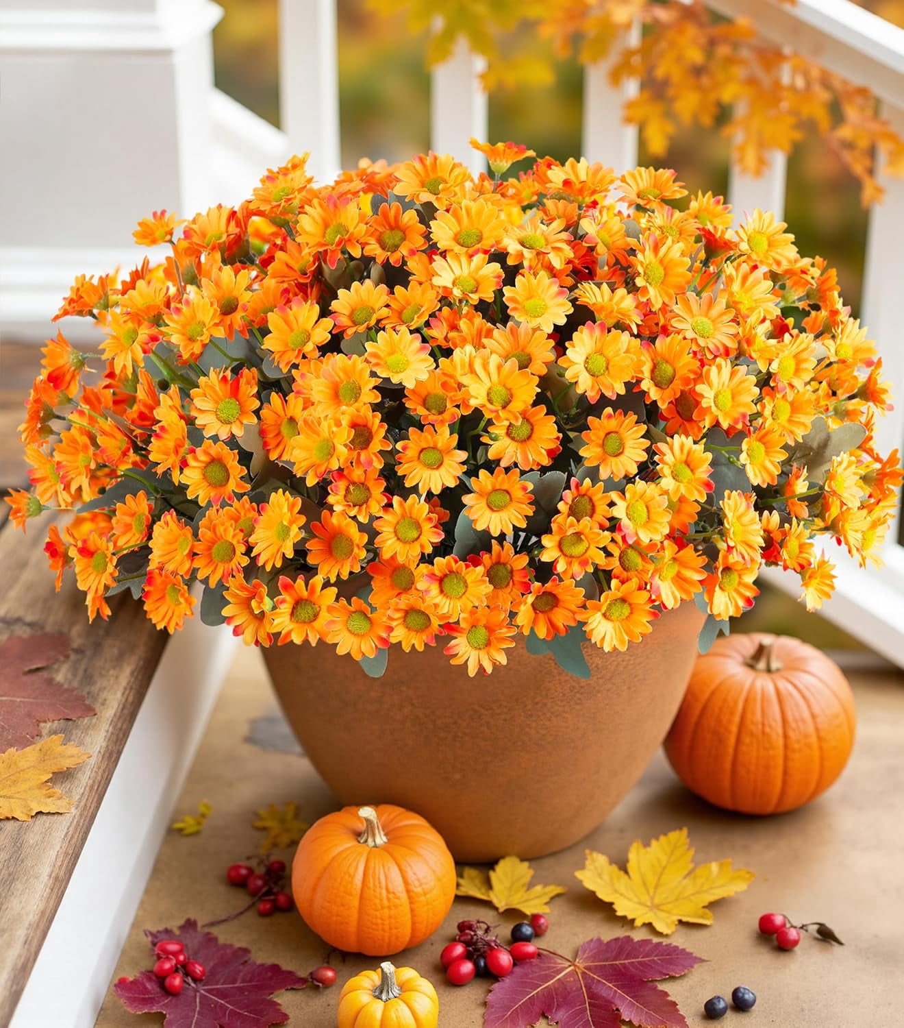 Artificial Fall Flowers Fake Mums,5/10/50 Bundles UV Resistant ...