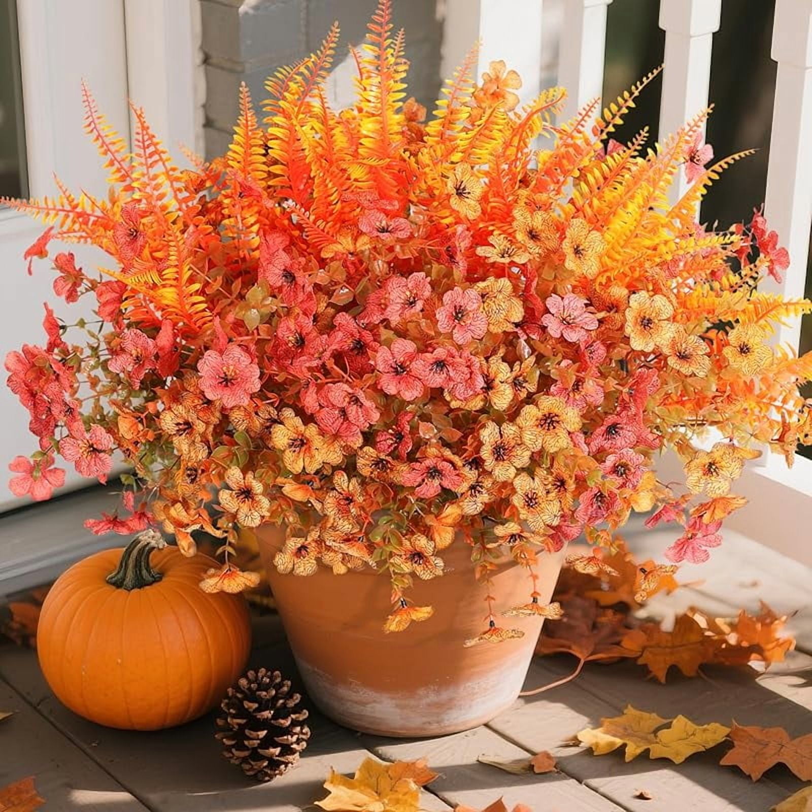 Artificial Fall Flowers Fake Mums Plants for Outdoors Decoration, 14 ...