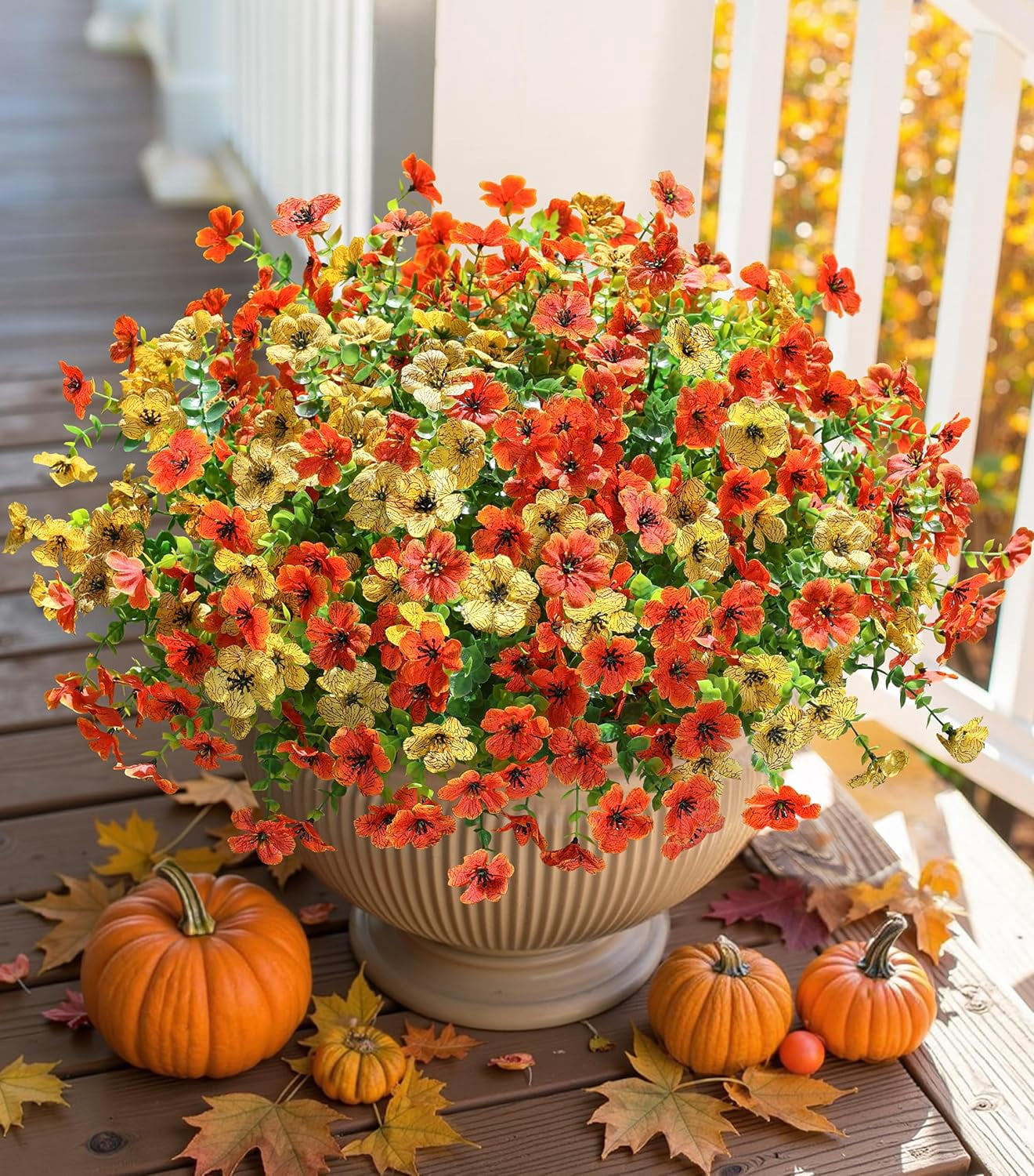 Artificial Fall Flowers Faux Mums for Outdoor Indoor Garden Home ...