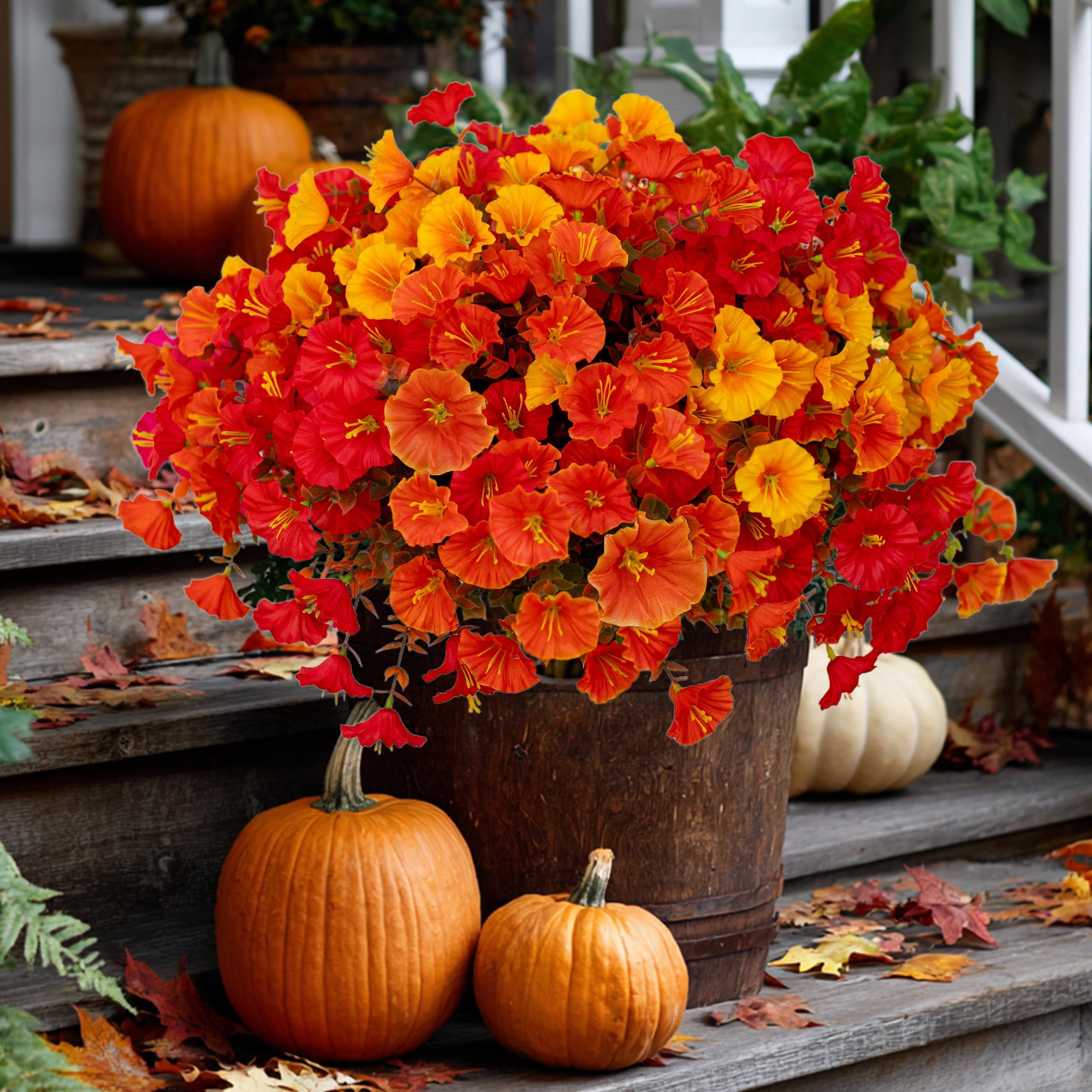 Artificial Fall Flowers Mixedfall 4 Colors 16 Plants Outdoor Decor ...