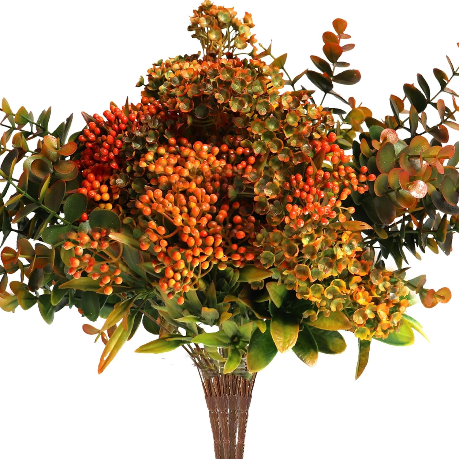 Artificial Fall Flowers Mums Outdoor - 6 Bundles Fake Plants No Fade ...