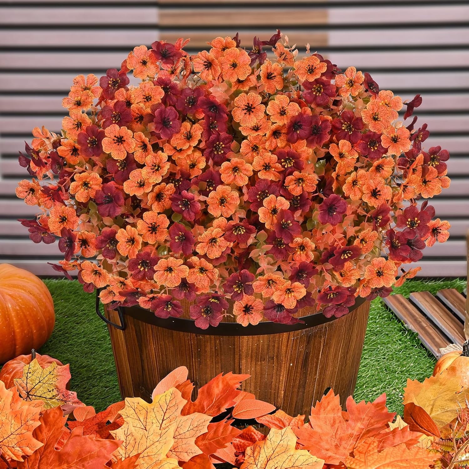 Artificial Fall Flowers For Outdoor, 24 Bundles Faux Mums Fake Fall ...