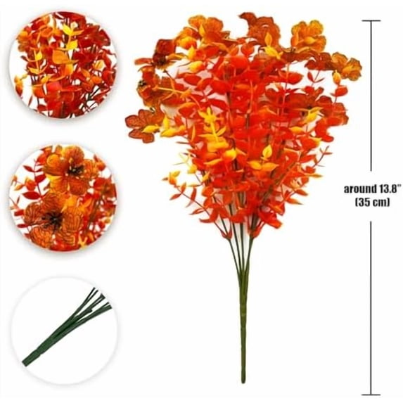 Artificial Fall Flowers for Outdoors, 10 Bundles Artificial Plants UV ...