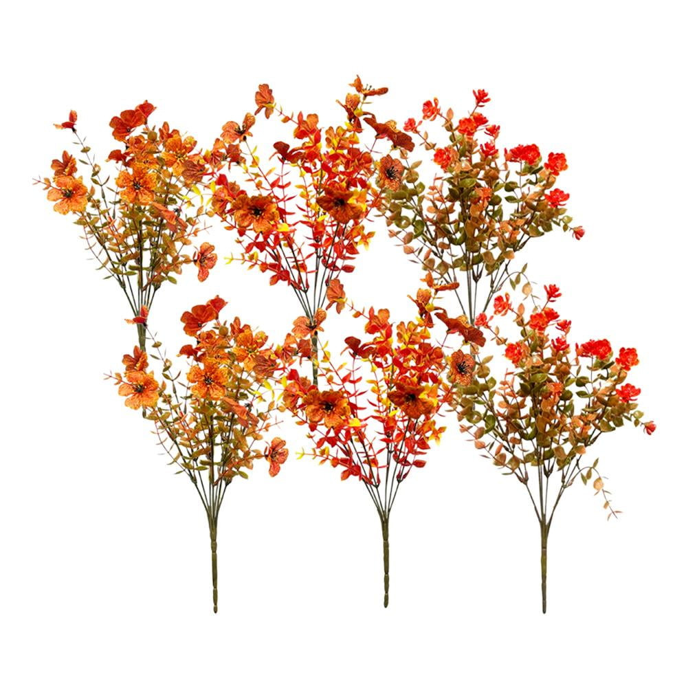 Artificial Fall Flowers for Outdoors, 6 Bundles Faux Outdoors Plants ...