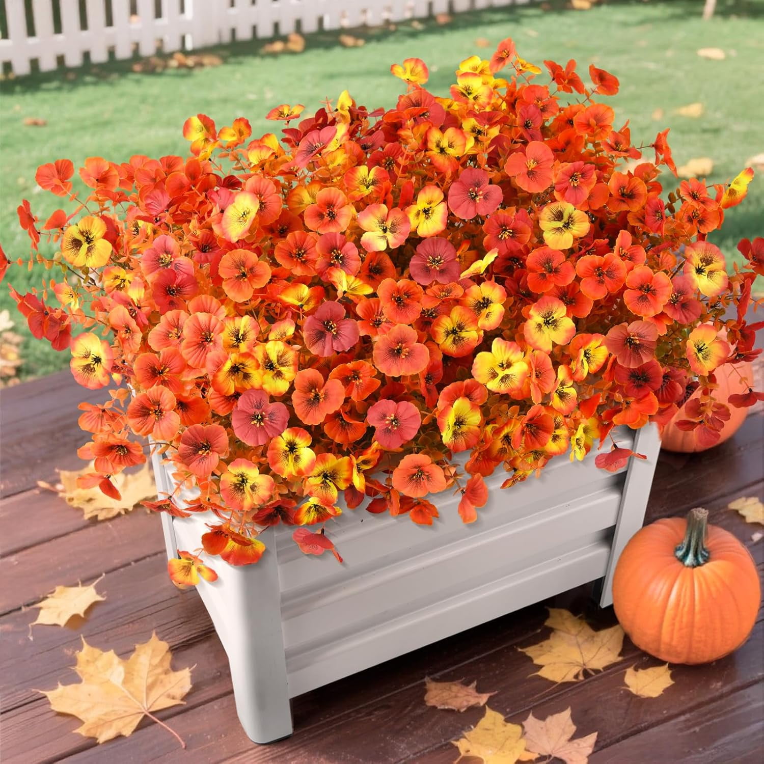 Artificial Fall Flowers for Outdoors Decoration, 12 Bundles Faux ...