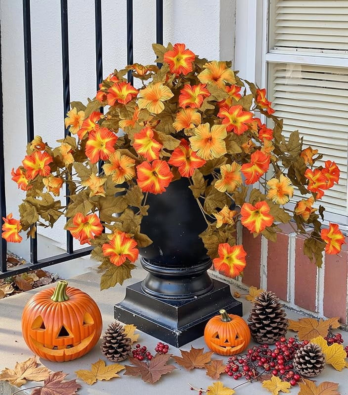 Artificial Fall Flowers for Outdoors Decoration 2PCS Autumn Faux ...