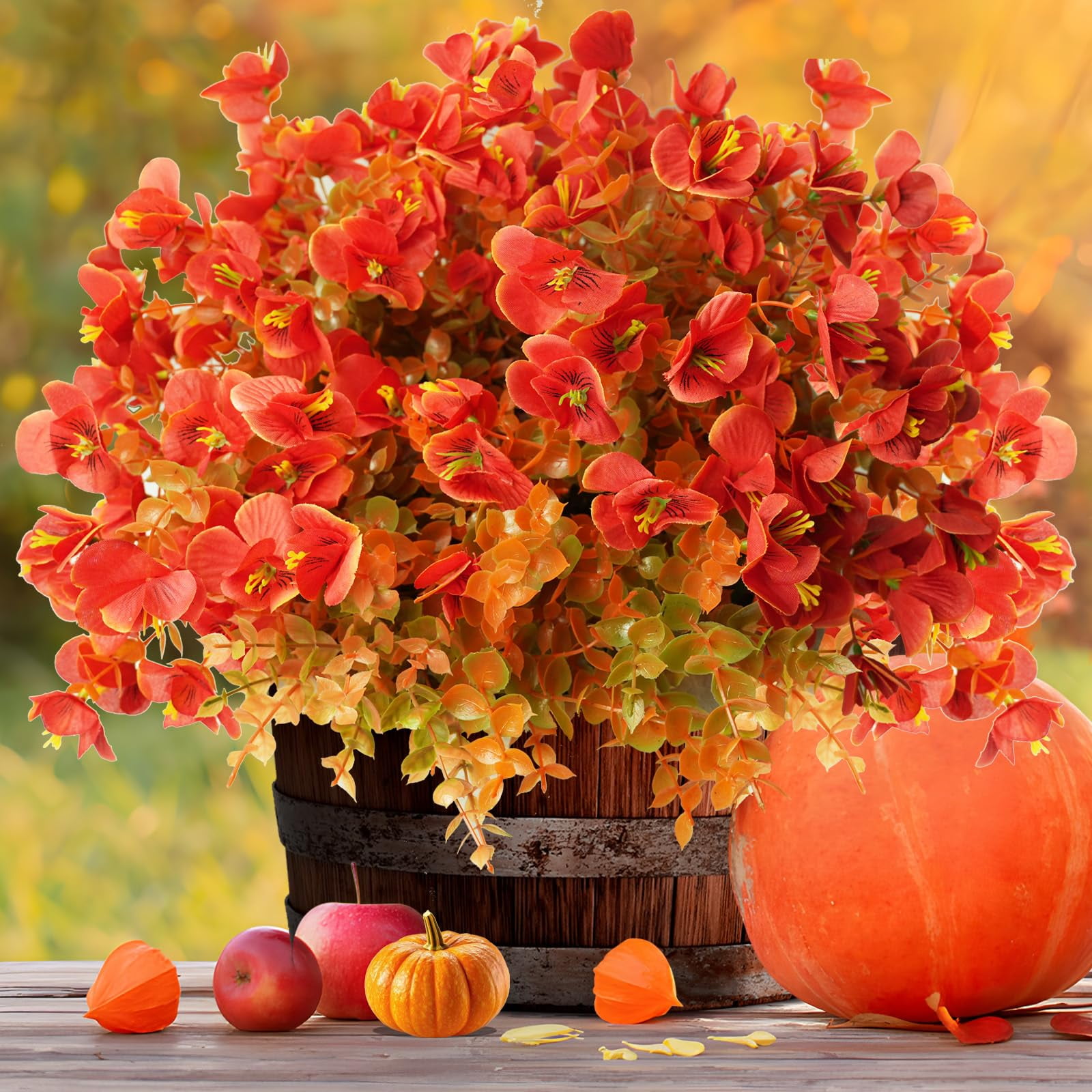 Artificial Fall Flowers for Outdoors Fall Fake Plants,12 Bundles ...