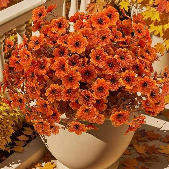 Artificial Fall Flowers, Plastic Silk Flowers, Orange Fall Flowers ...
