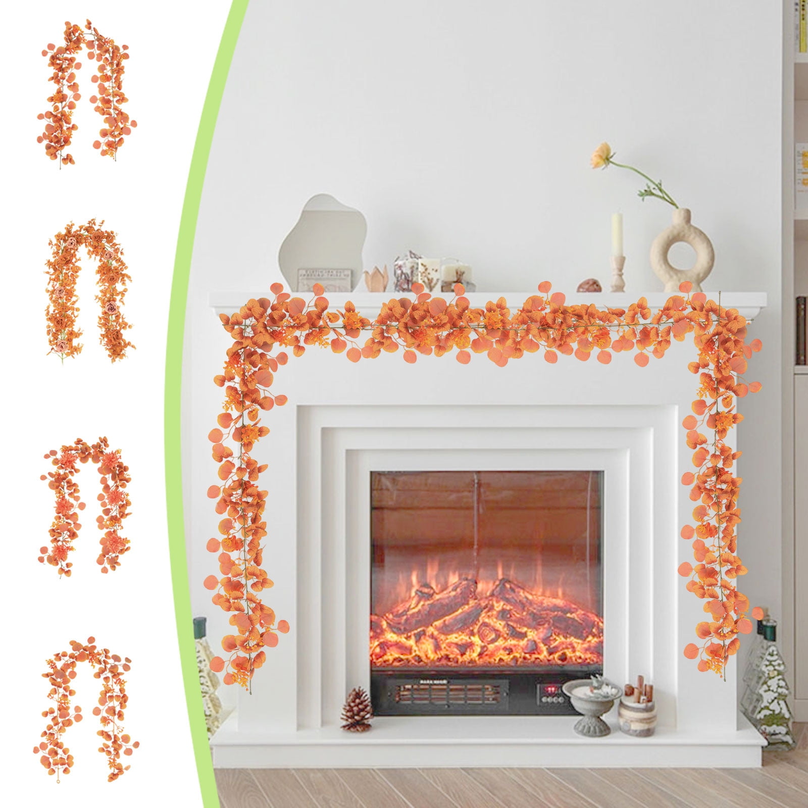 Artificial Fall Garland Hanging Ginkgo Biloba Twigs Vines 6.56FT Fake ...