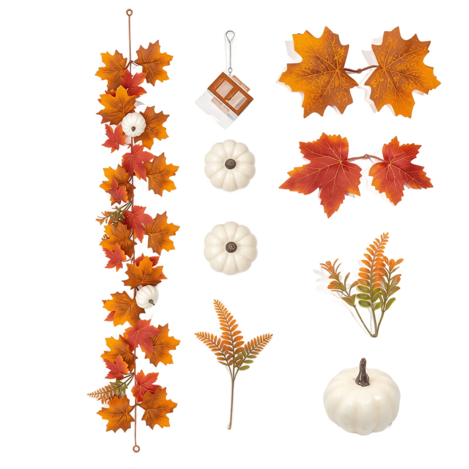 Artificial Fall Garland with Pumpkins Maple Leaves, Autumn Decor Vine ...