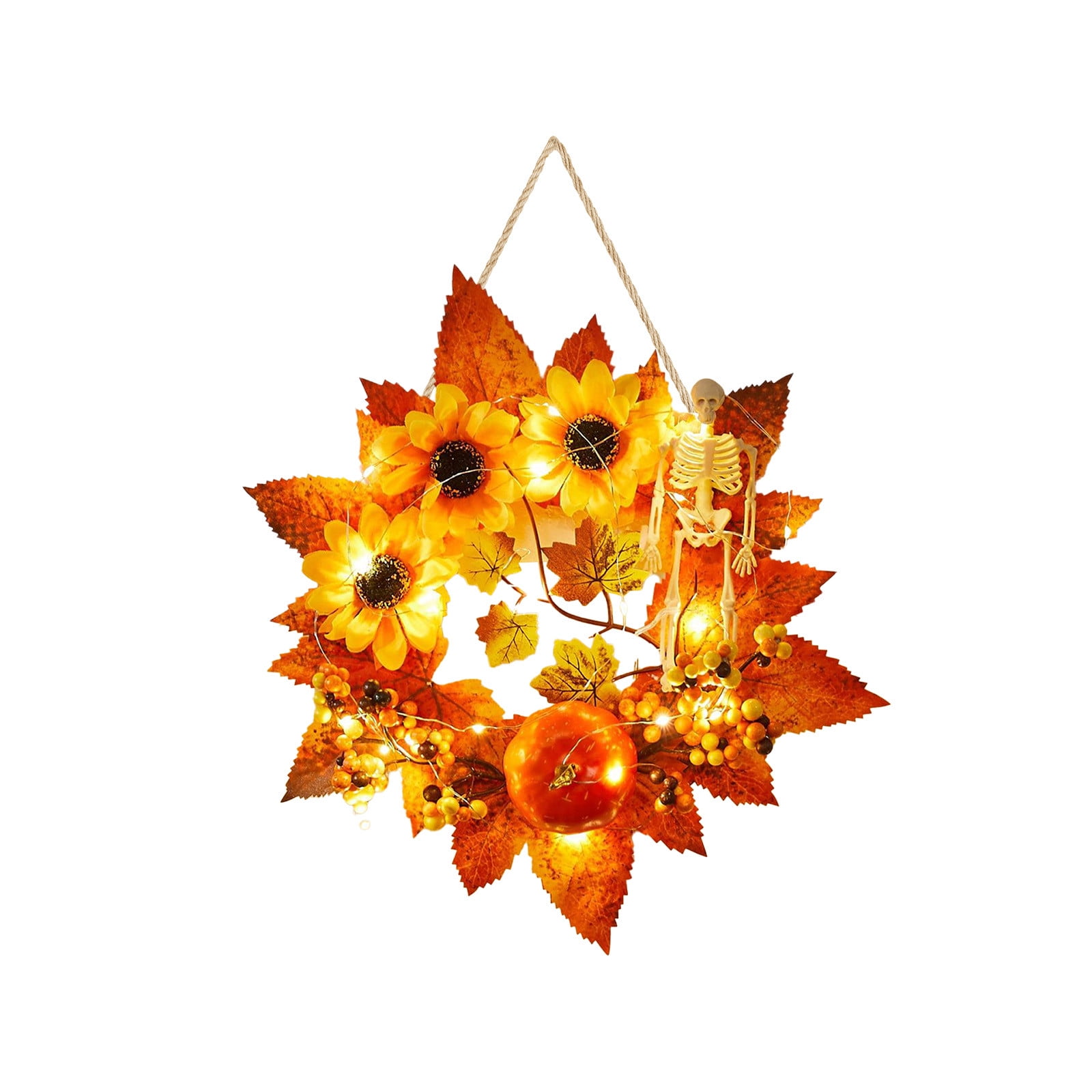 Artificial Fall Halloween Wreath for Front Door, Halloween Decoration ...