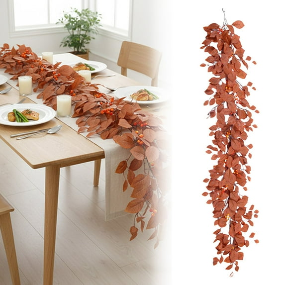 Artificial Fall Leaves Garland Realistic Autumn Greenery For Porch ...
