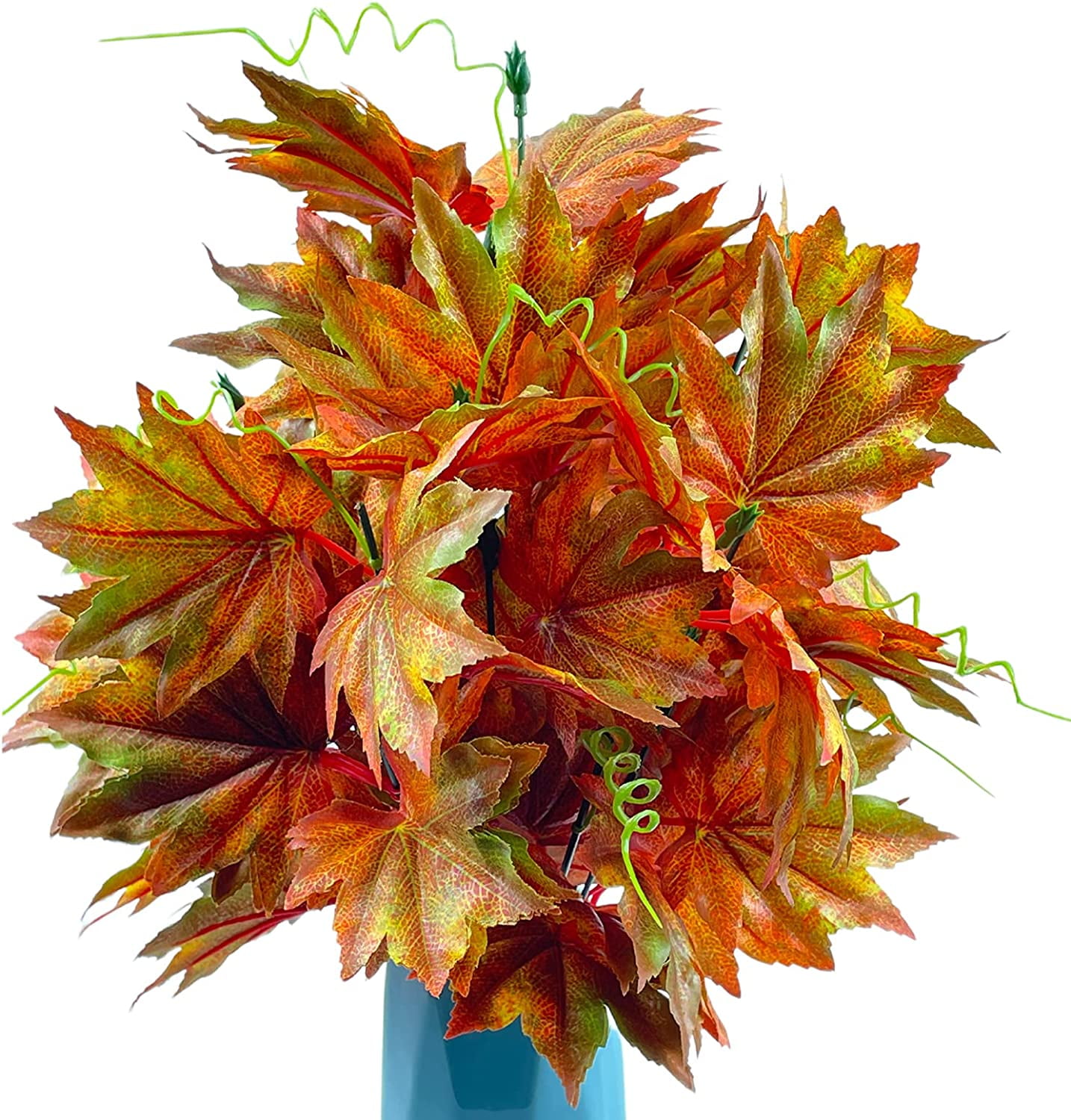 Artificial Fall Leaves Stems, 2PCS Silk Maple Leaf Branches Fall Floral ...