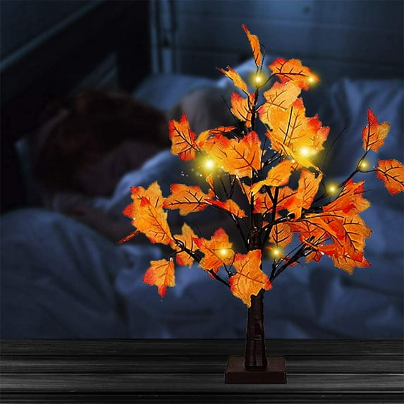 Artificial Fall Lighted Maple Tree 24 LED Thanksgiving Decorations ...