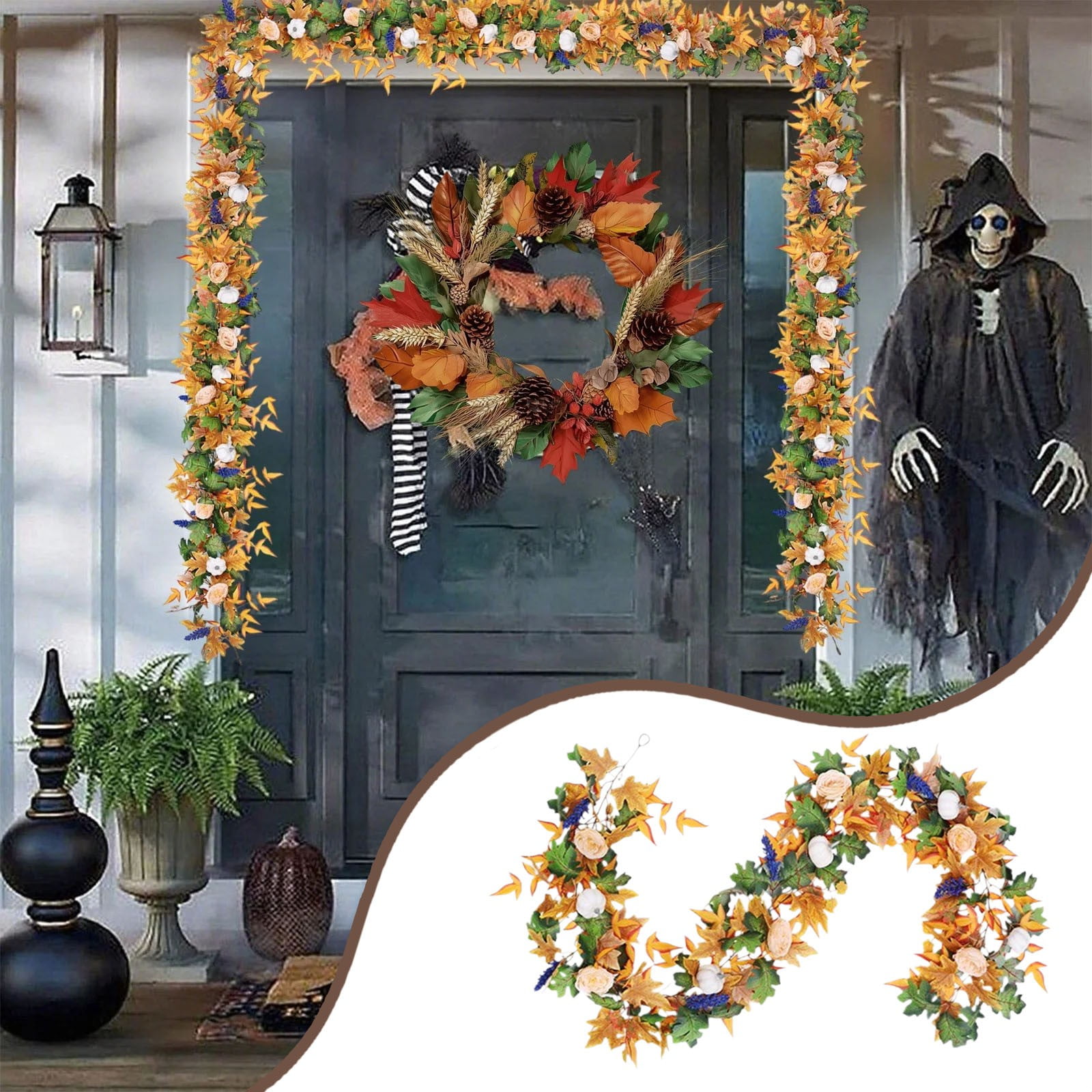 Artificial Fall Maple Leaf Garland, 6.5 Ft Fall Garland, Autumn Maple ...