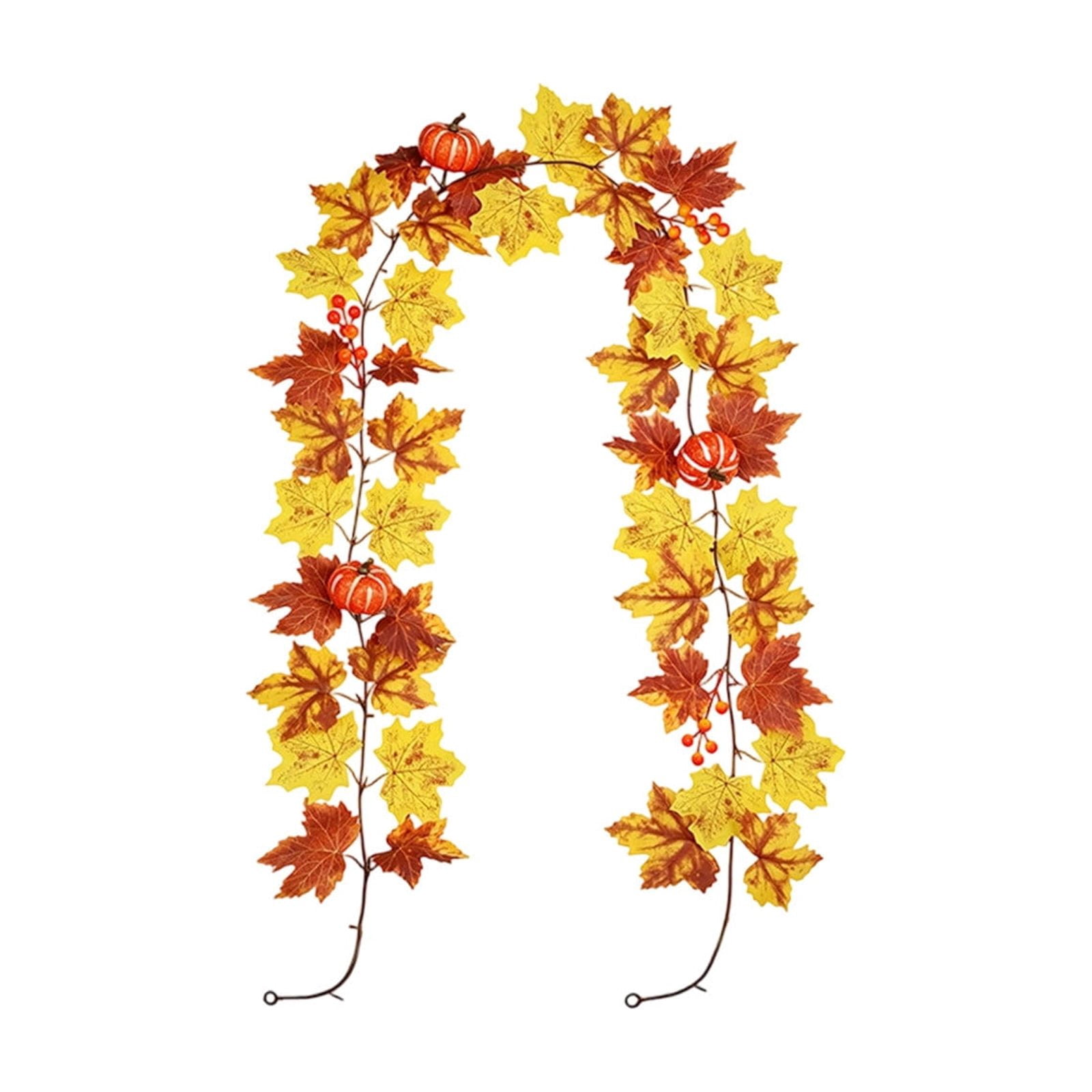 Artificial Fall Maple Leaf Garland with Mini Pumpkin Hanging Decor for ...