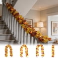 Artificial Fall Maple Leaf Garland with Mini Pumpkins, Realistic ...