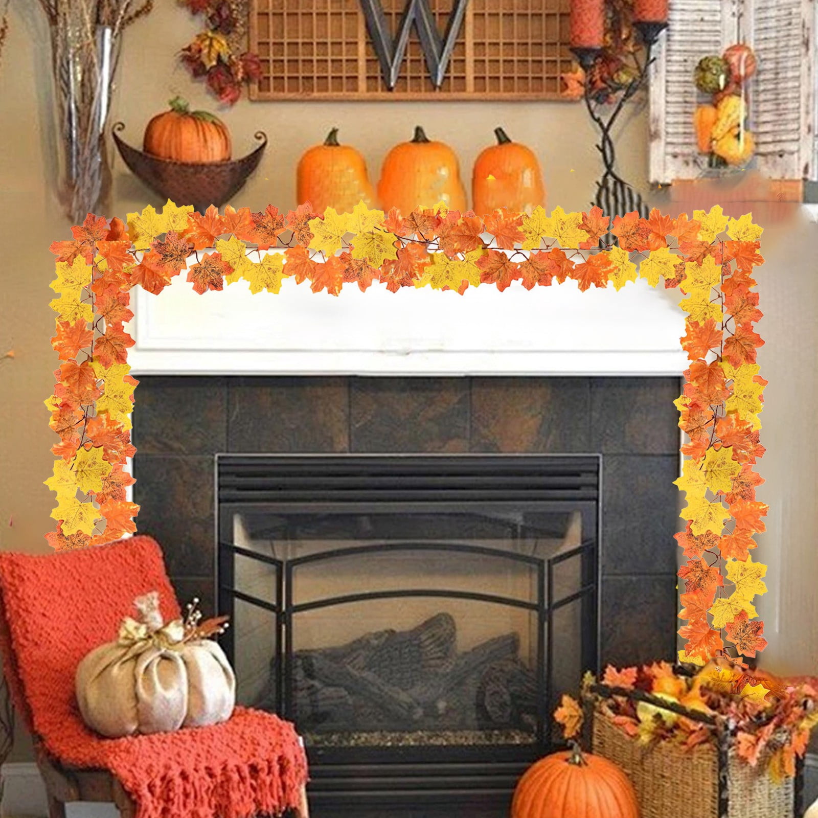 Artificial Fall Maple Leaf Garlands Hanging Autumn Leaves Vine ...