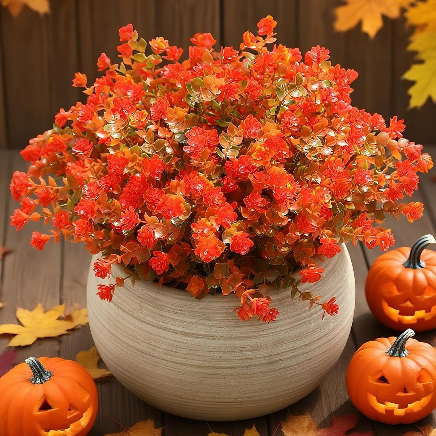 Artificial Fall Mums – 12 Bundles Fake Outdoor Fall Flowers with ...