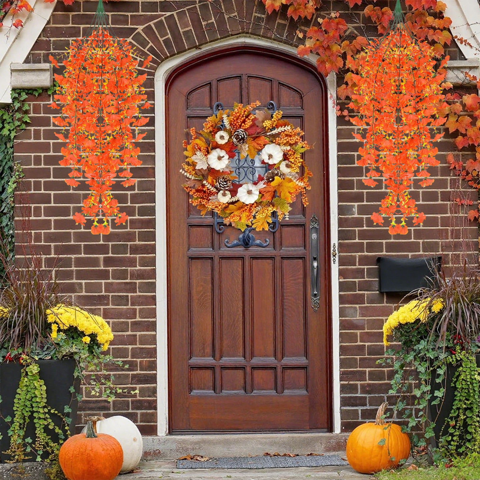 Artificial Fall Mums Flowers for Outdoors Decoration, UV Resistant Fake ...