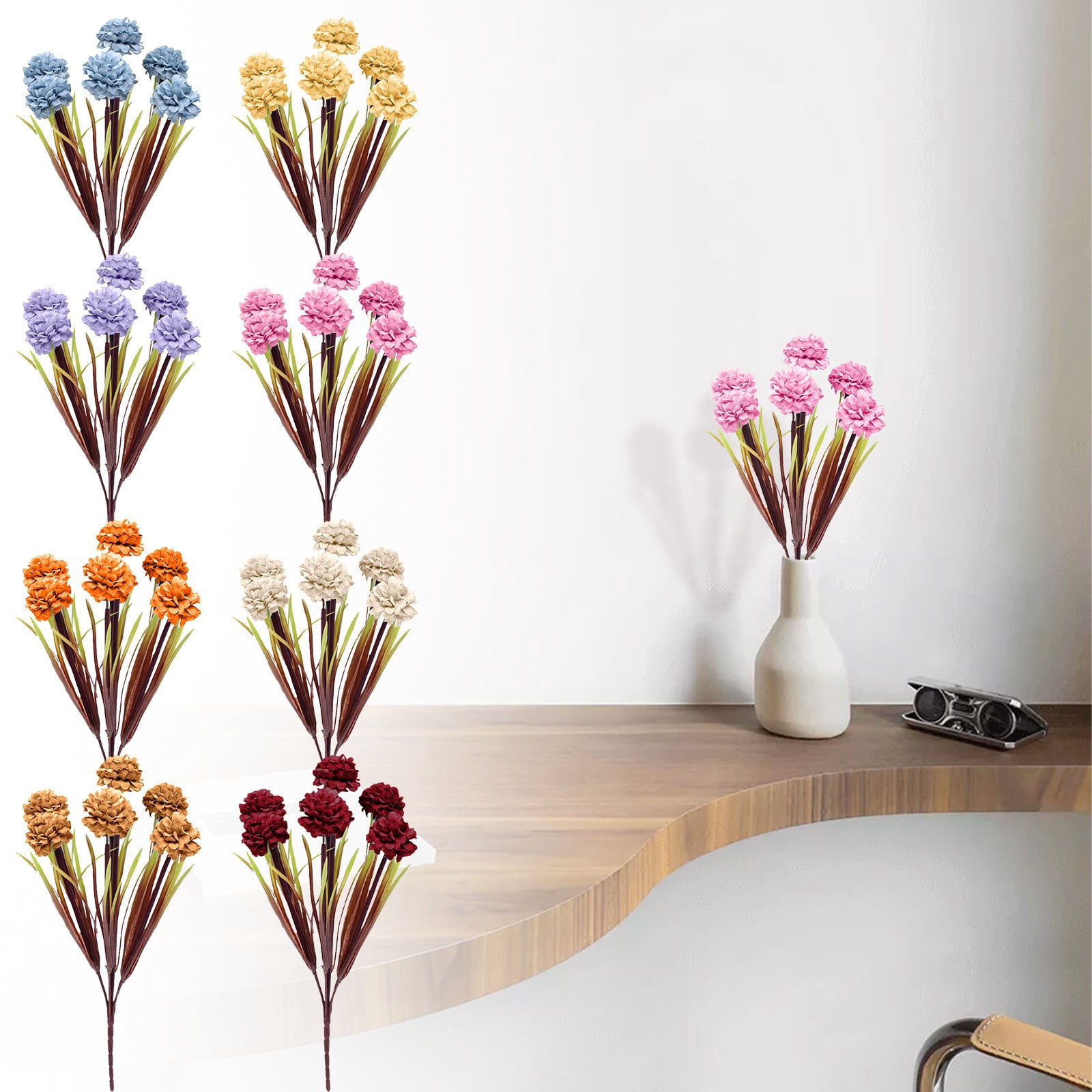 Artificial Fall Mums Flowers Silk Small Chrysanthemum Ball Outdoor ...
