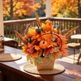 Artificial Fall Pumpkin & Maple Leaf Bouquet, Thanksgiving Harvest ...