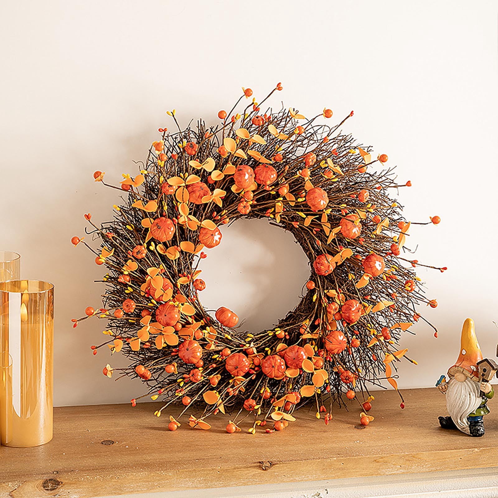 Artificial Fall Wreath 17.71 Inch Fall Wreaths for Front Door Autumn ...