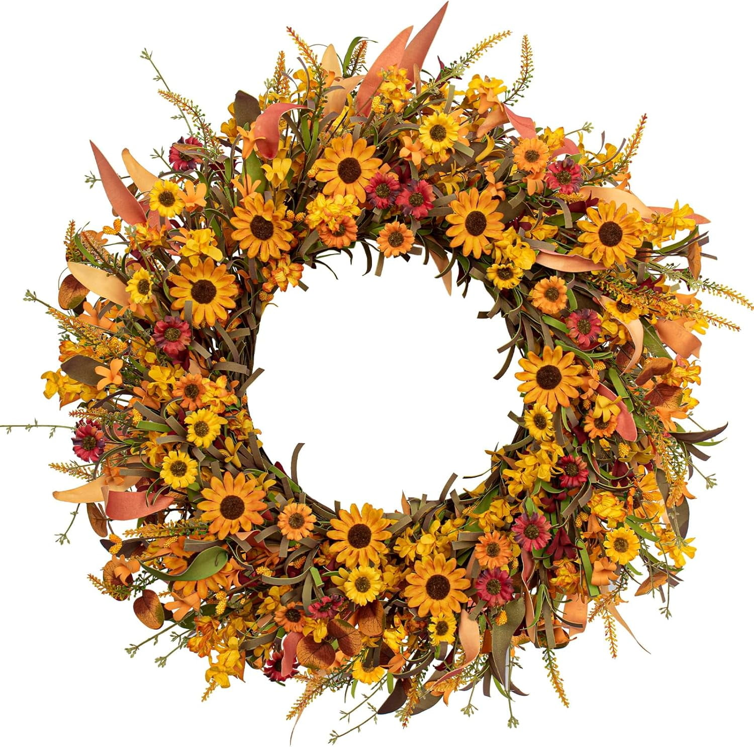 Artificial Fall Wreath 22 Inch Fall Wreaths for Front Door Autumn ...