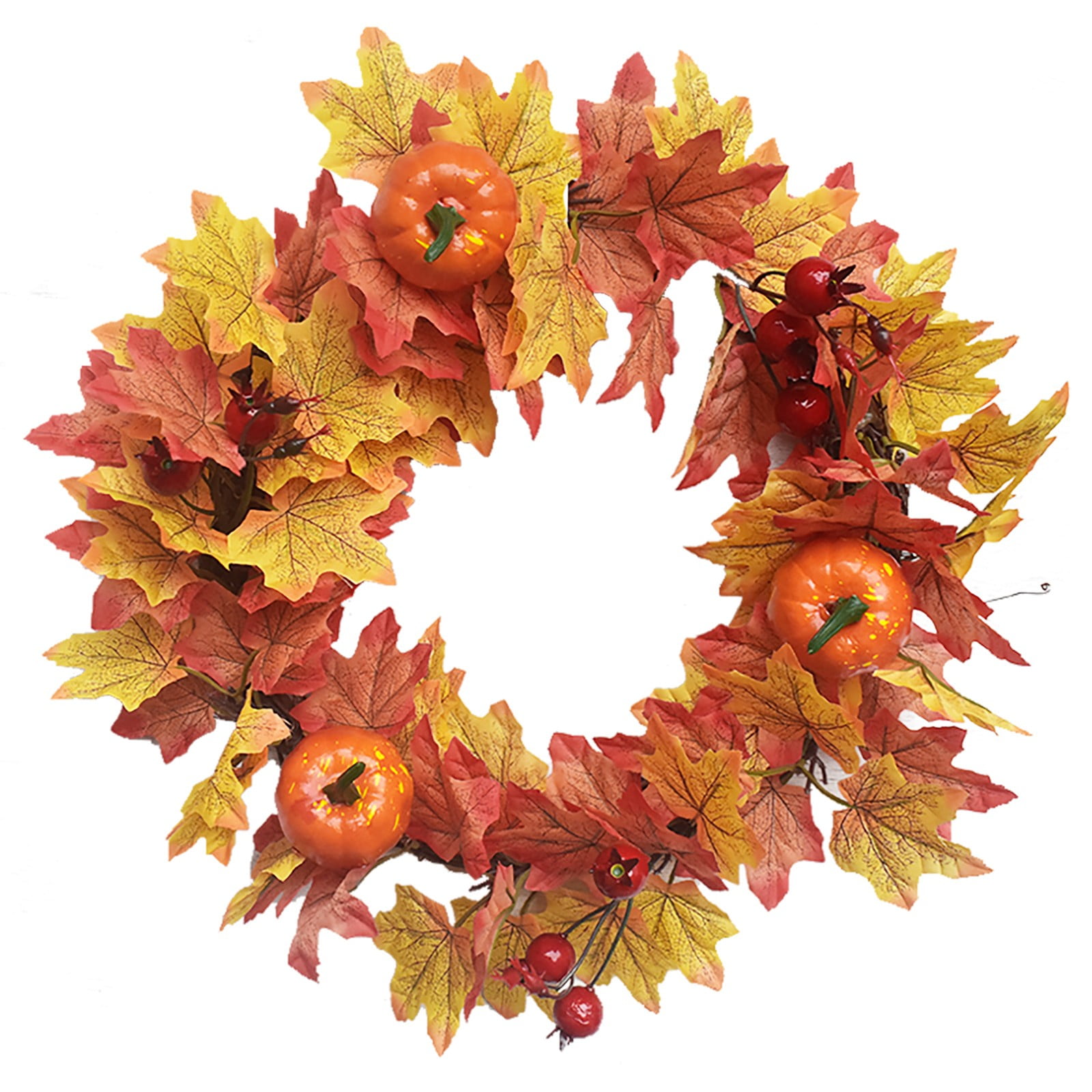 Artificial Fall Wreath for Front Door - 15.7" Autumn Wreath with ...