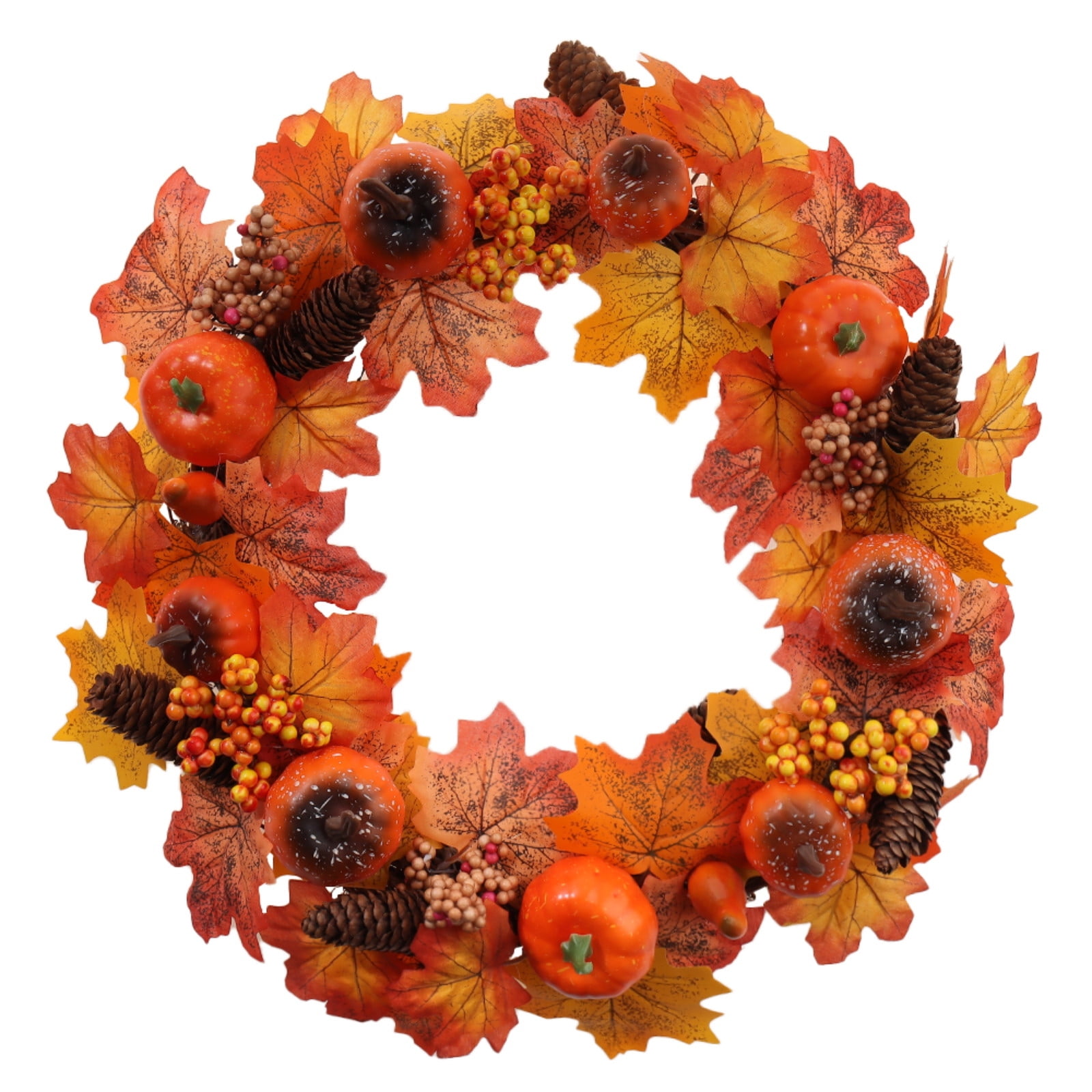 Artificial Fall Wreath for Front Door 19"Harvest Wreath with Pumpkin ...