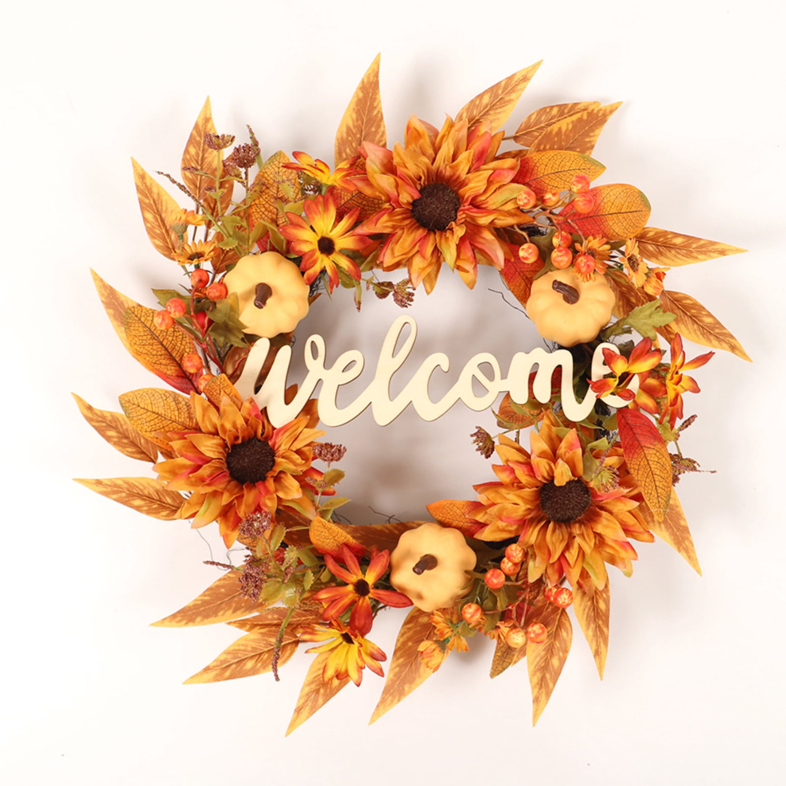 Artificial Fall Wreath for Front Door – Autumn Harvest Wreath with ...