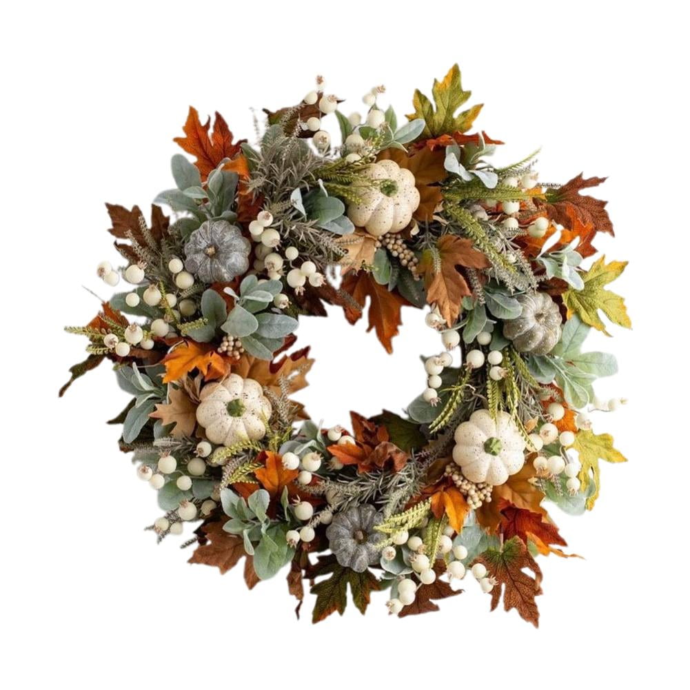 Artificial Fall Wreath for Front Door,Beautiful Fall Wreath with ...