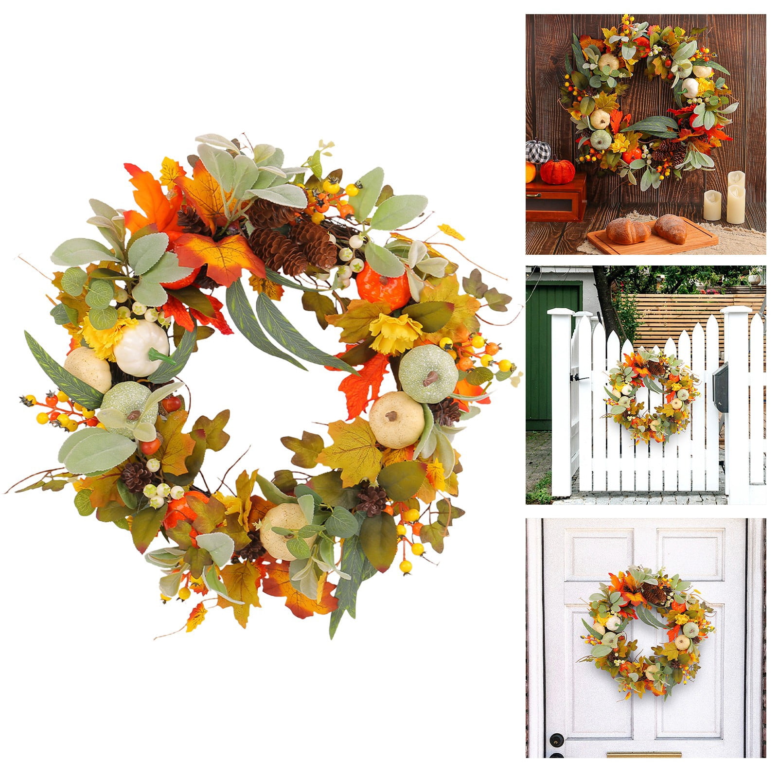 Artificial Fall Wreaths for Front Door, 20 Inch Fall Wreaths for Front ...
