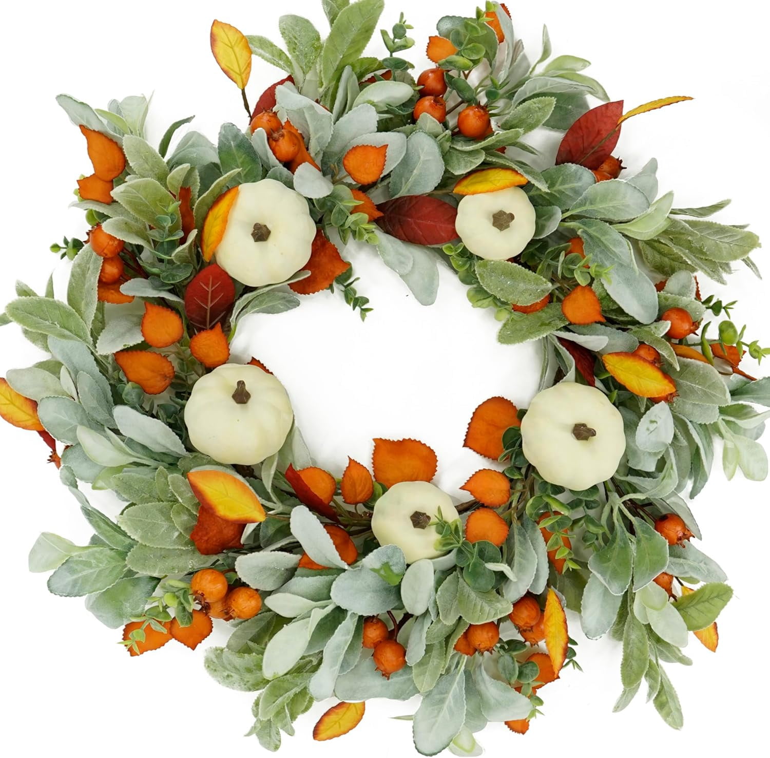 Artificial Fall Wreaths for Front Door Autumn Pumpkin Wreath with ...
