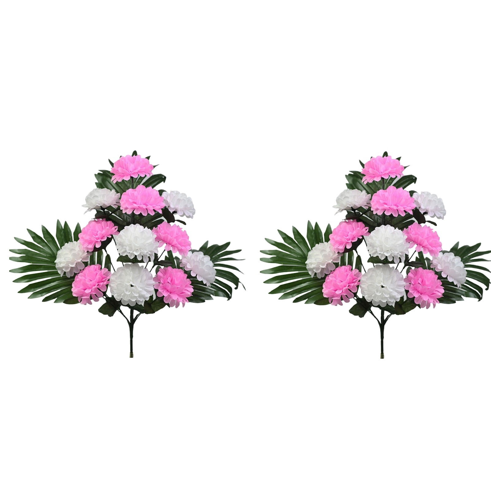 Artificial Fan Chrysanthemum 2 Bundles 24 Heads Total For Cemetery Tomb ...