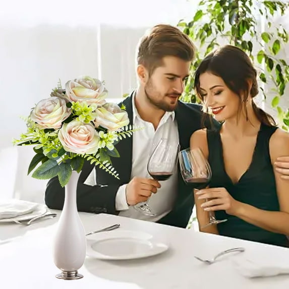 Artificial Faux 7 Bulgarian Roses Bouquet for Home Project Garden Fake ...