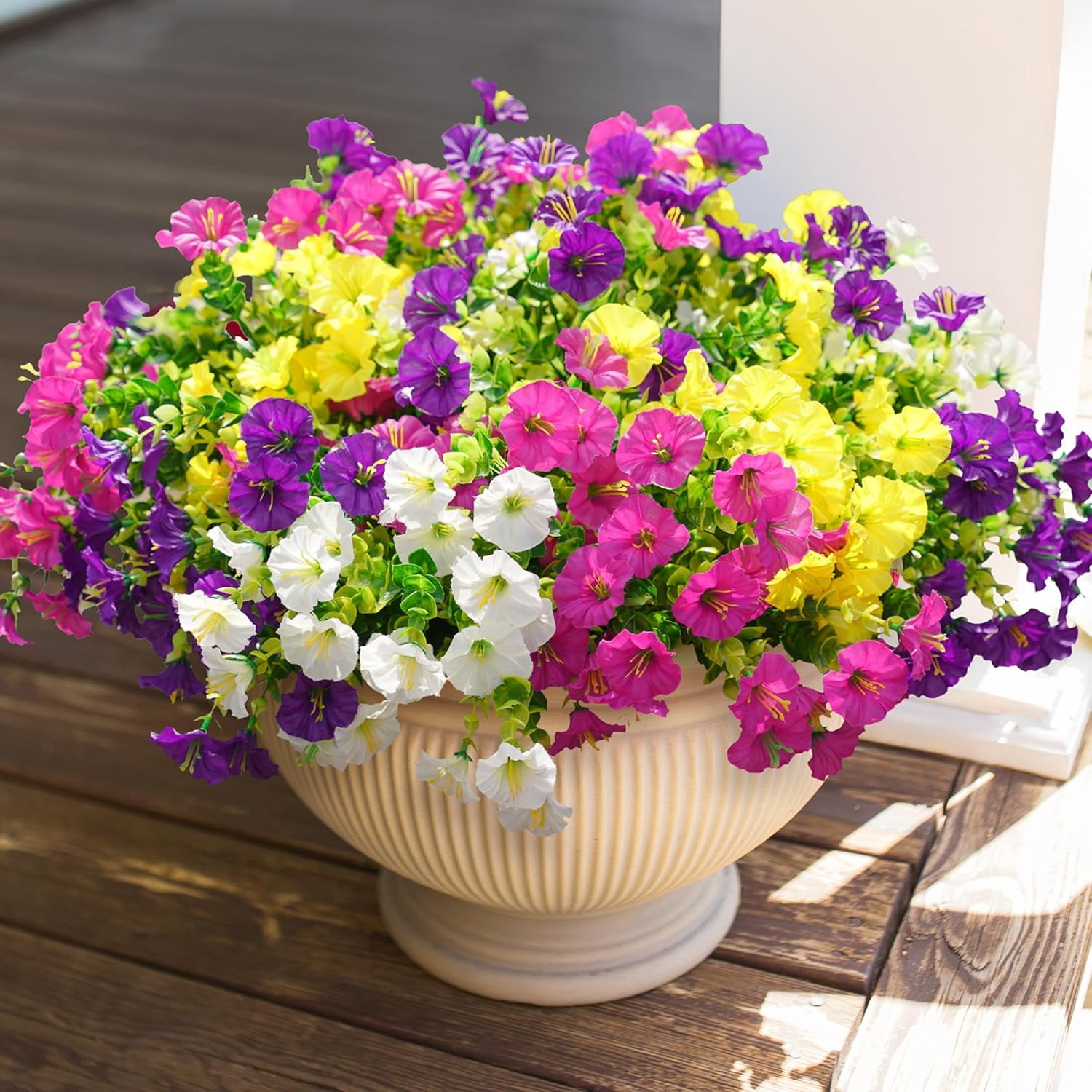 Artificial Faux Flowers Plants for Outdoor Outside Decoration, 12 ...