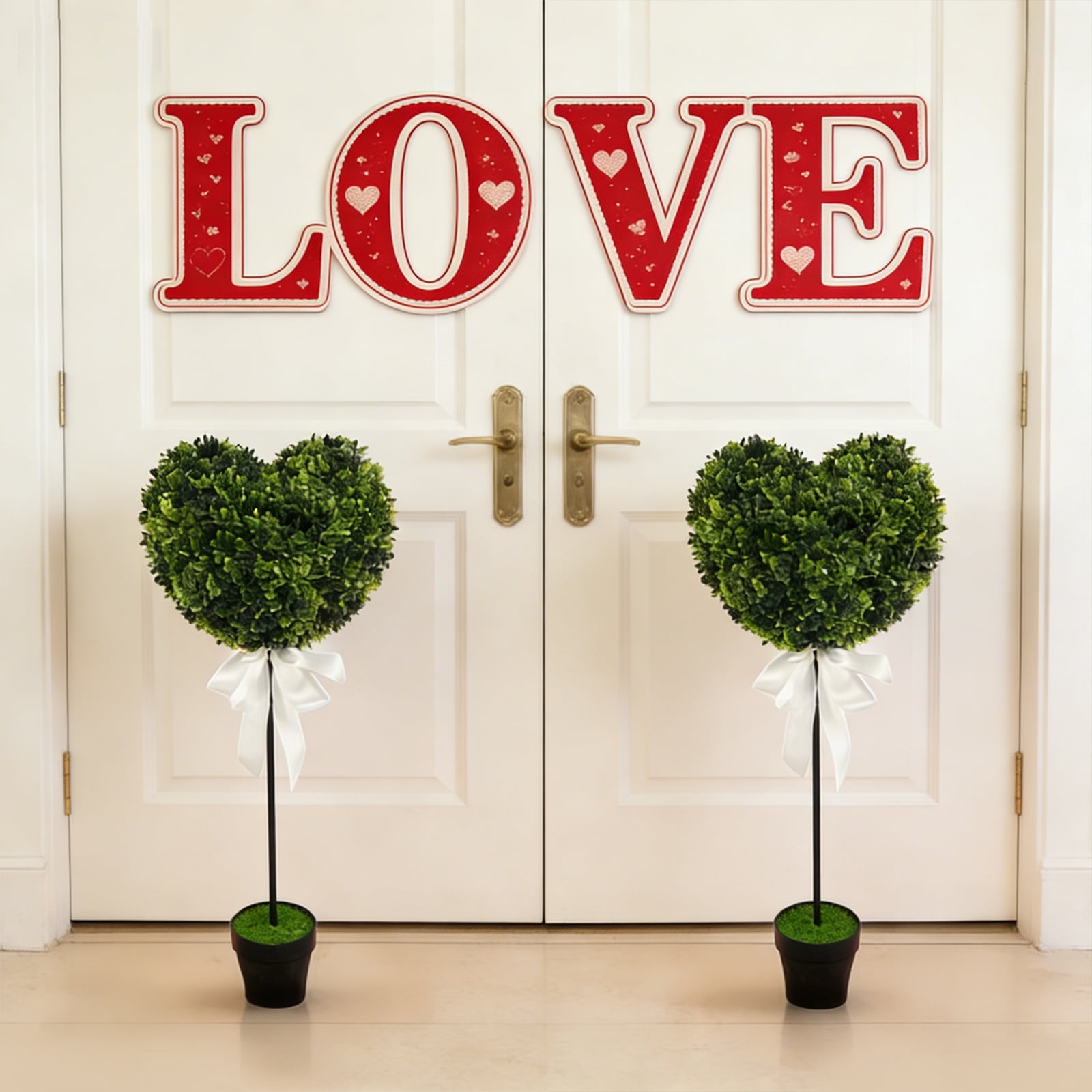 Artificial Faux Greenery Heart Shaped Ball Outdoor Decorative Garden ...