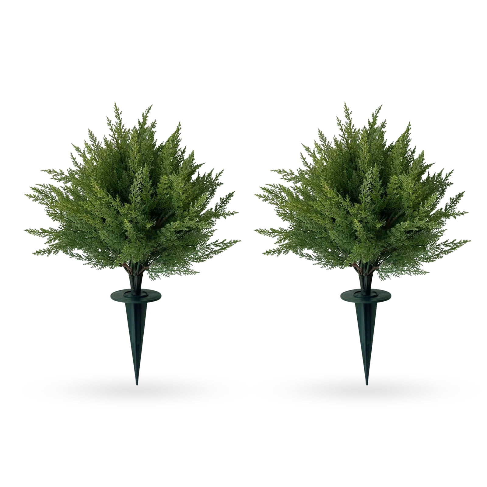 Artificial Faux Greenery Shrubs with Ground Spike, 23.6'' Fake Plant UV ...